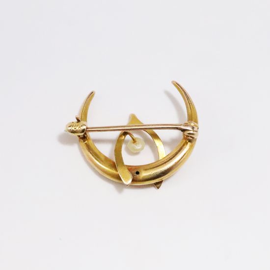 The Silver Queen | Antique Victorian Era 10k Yellow Gold Crescent Moon ...